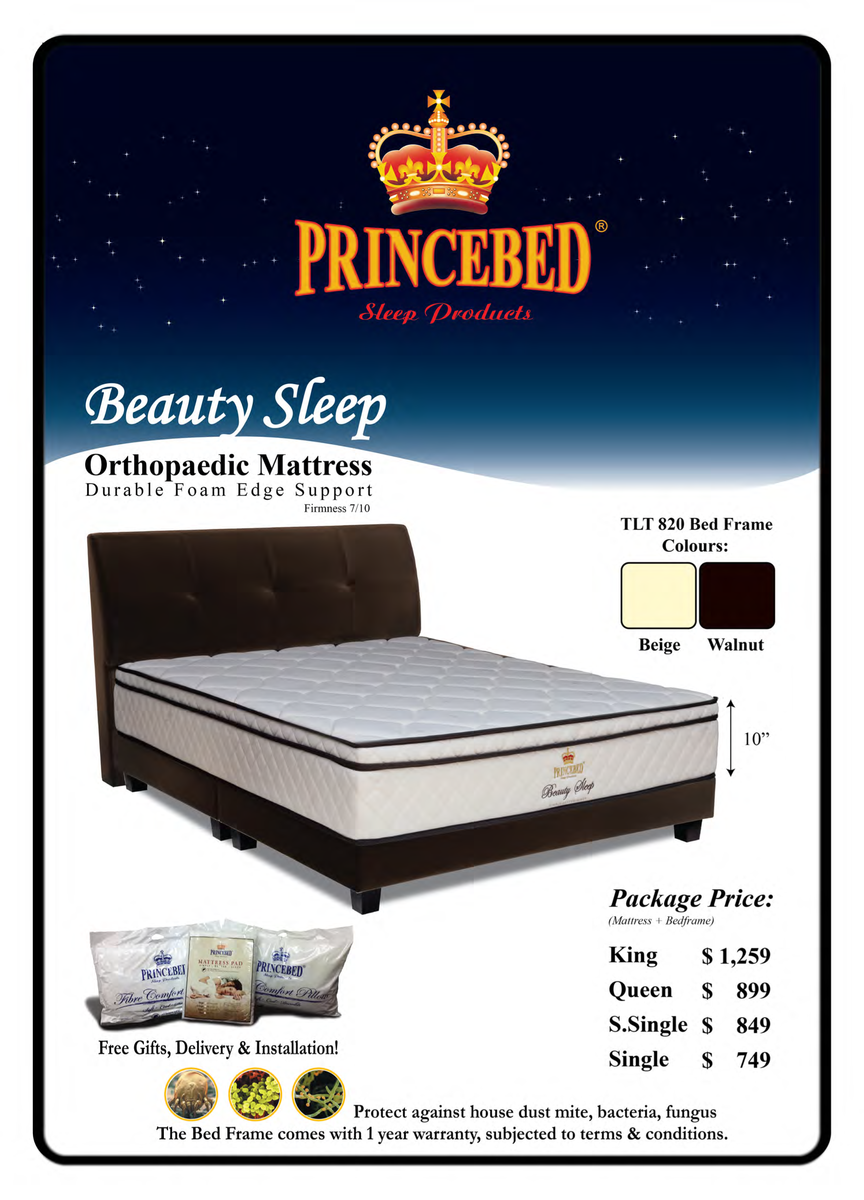 Princebed Beauty Sleep Orthopaedic Spring Mattress + Bedframe Bundle ...
